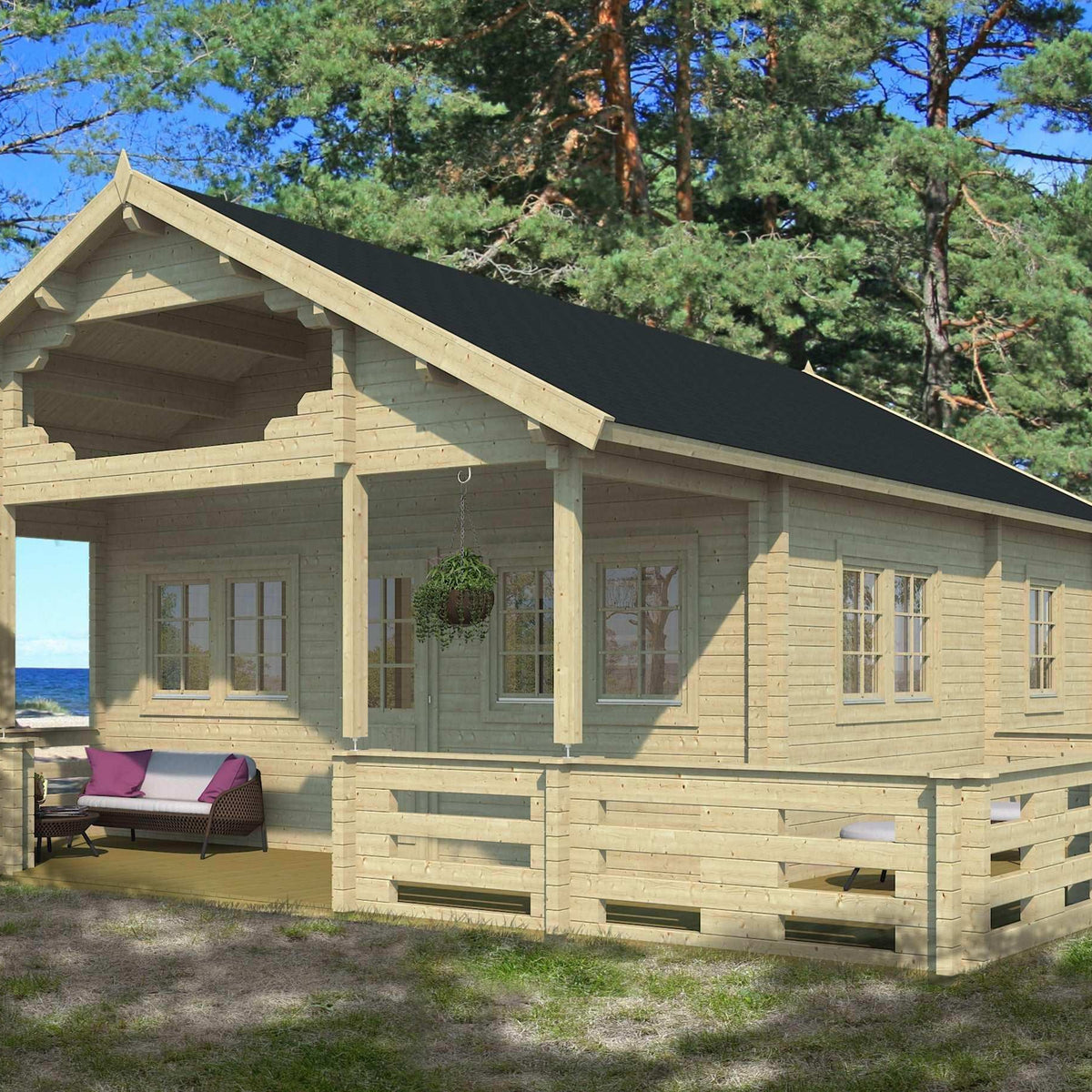 Experience Ultimate Comfort: MANTOVA Log Cabin with Sleeping Loft ...