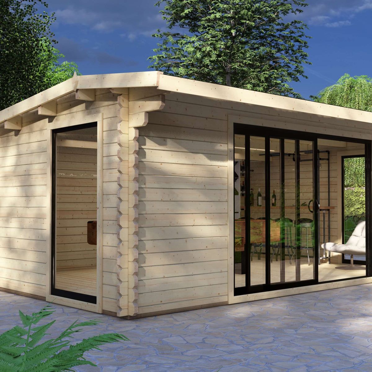 Kielder Log Cabin 6.0 x 4.0m with Sliding Doors | Timber Building ...