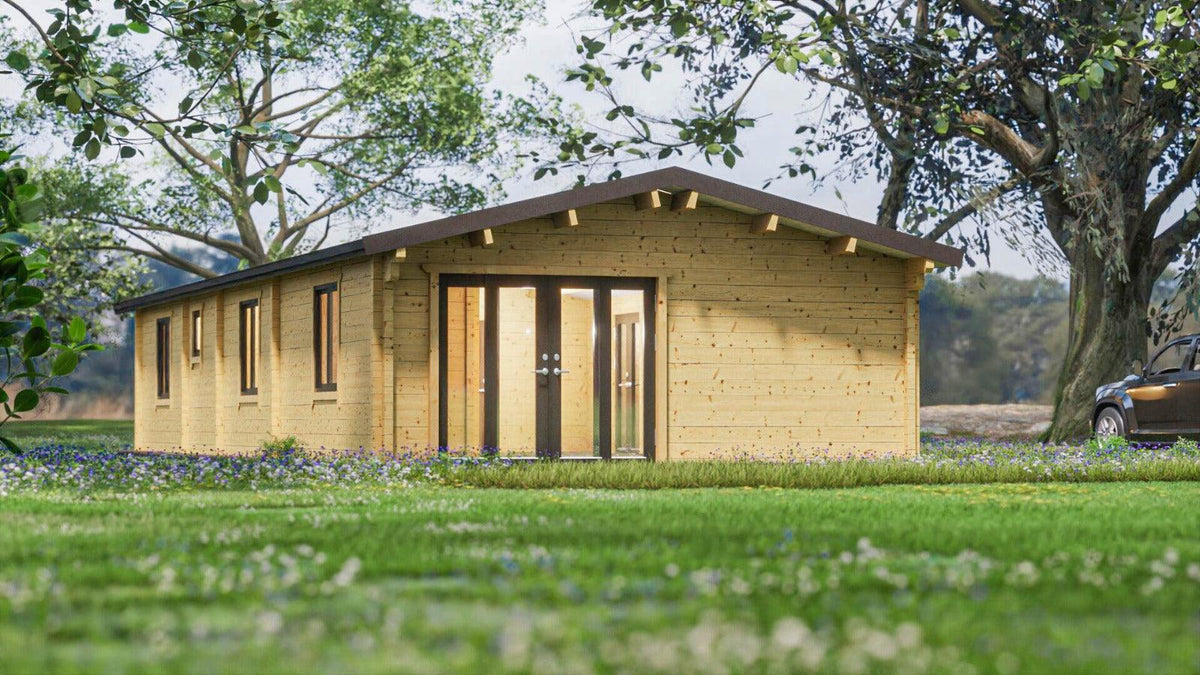 TBS177 Lodge Log Cabin | 15.5x6.3m – Timber Building Specialists