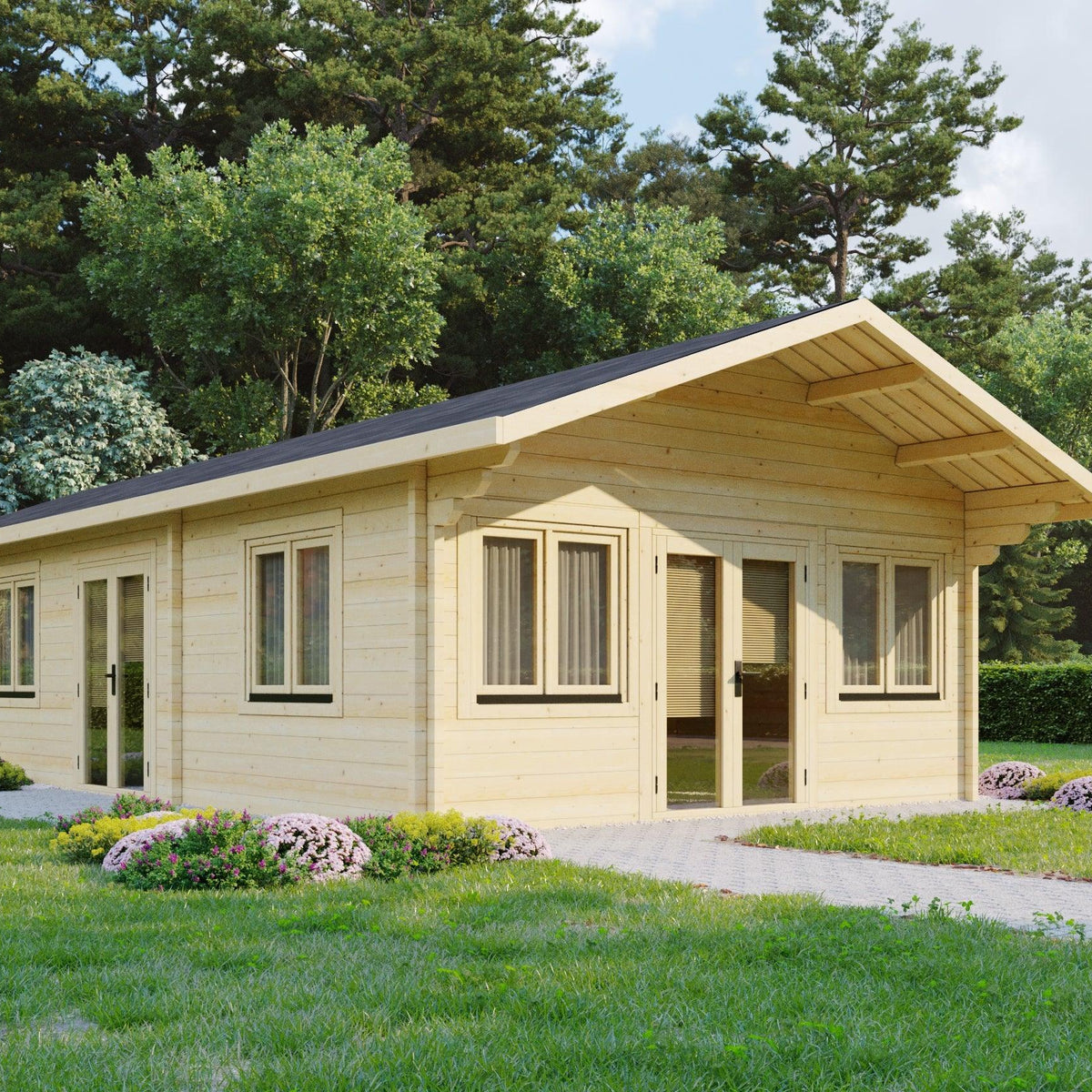 TBS124 Residential Log Cabin Lodge 12.0x6.0m | Timber Building Specialists