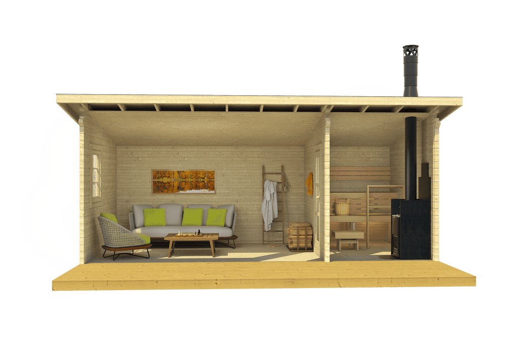 MODERNI PIHASAUNA 26 6.2x2.8m Sauna Log Cabin | Timber Building Specialists